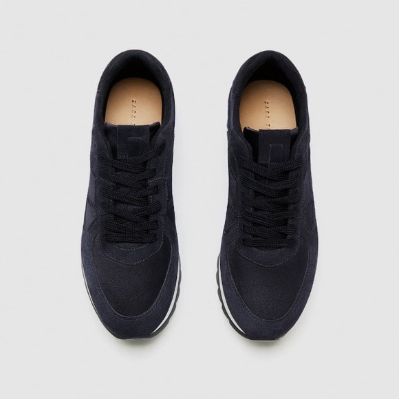 Zara | Shoes | Zara Navy Blue Satin Sneakers | Poshmark